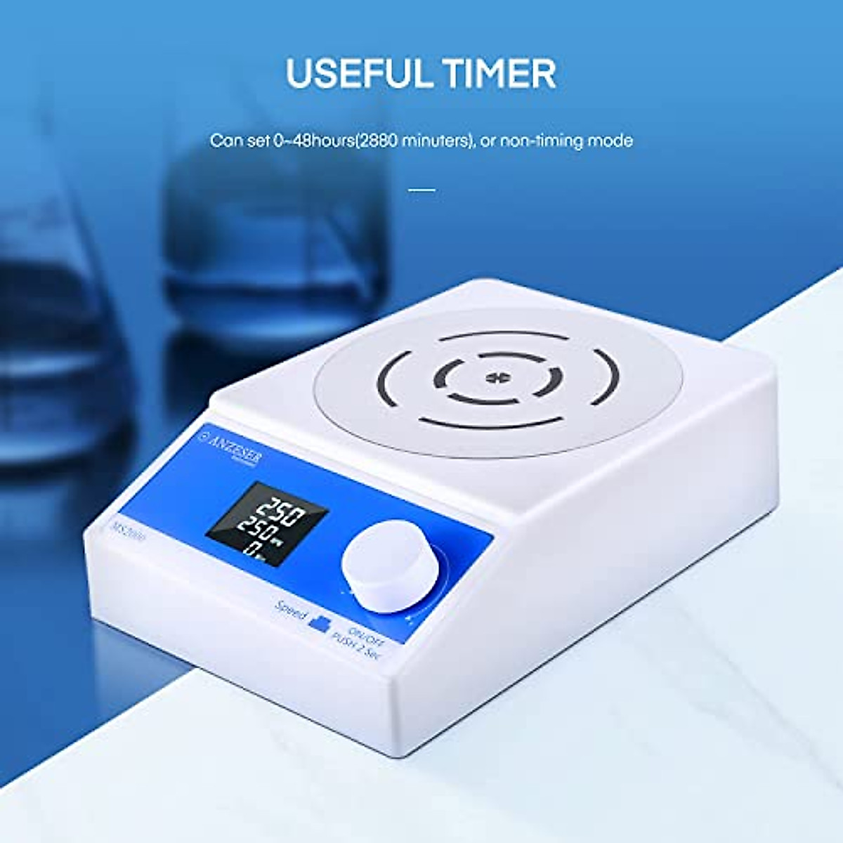 ANZESER Magnetic Stirrer w/Timer, Magnetic Stir Plate w/LCD Display, 3.5L Digital Magnetic Mixer, Lab Stirrers w/Stir Bar (No Heating) (Blue)