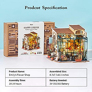 Rolife DIY Miniature Doll House Kit with Furniture for Children Adult Wooden Kits Toy (Emily's Flower Shop)
