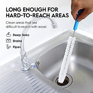 Turbo Microfiber Bottle Brush Cleaner Pack - Set of 5 Long, Cleaning Brushes for Baby Bottles, Water Bottles, Straws, Tumblers, Wine Decanters and Flask - Kitchen Supplies