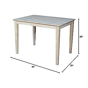 International Concepts Solid Wood Top Table with Shaker Legs, Standard Height