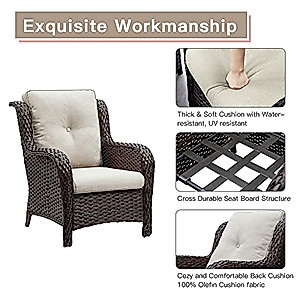 Rilyson Outdoor Wicker Patio Chairs Set of 2: Rattan Dining Chairs Porch Chairs Outdoor Club Chairs with high Back and Deep Seating (Brown/Beige)