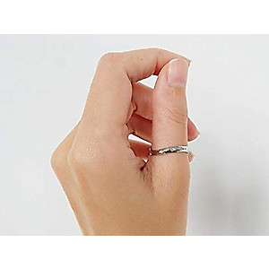 SOVATS Chic Hammered Thumb Ring for Women 925 Sterling Silver Rhodium Plated - Simple, Stylish &Trendy Nickel Free Ring, Size 7