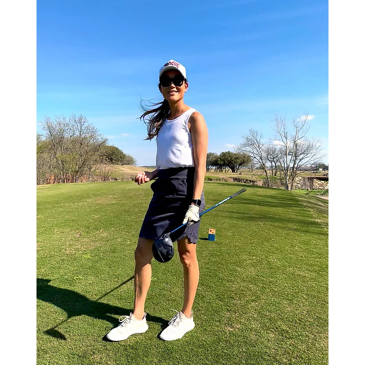 RBX Active Longer Length Skort for Women, Quick Drying Woven Pickleball Golf Skort with Pockets for Tennis, Hiking, Running Long Length Black S