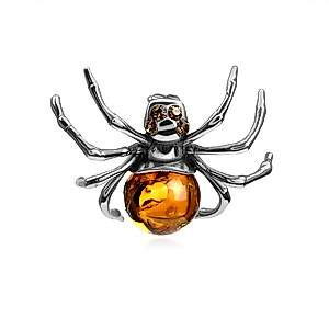 Ian and Valeri Co. Amber Sterling Silver Spider Pendant