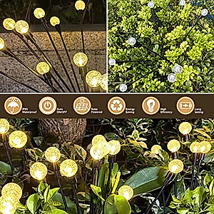 Solar Garden Lights, 4 Pack 8LED New Upgraded Solar Firefly Glass Ball Swaying Lights Outdoor Waterproof, 2 Modes Solar Outdoor Lights Garden Decorative Light Yard Patio Pathway Decoration, Warm White