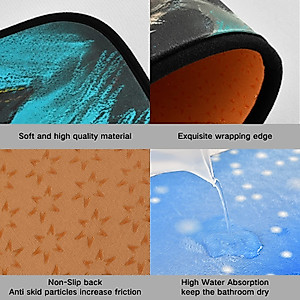 Kitchen Rugs and Mats 2 Pieces Farm Dairy Cow Blue Anti Fatigue Kitchen Rug Set Non Slip Bath Mat Entry Floor Carpet Entrance Door Mat Runner 20"x28"+20"x47" 20"x28"+20"x47"