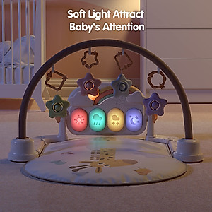 TUMAMA Baby Gym Activity Play Mat with Sounds,Lights and Music, Play Piano Gym,Early Development Light Up Playmat Toy Gift for Newborn Infants 0,3,6,9months (Giraffe)