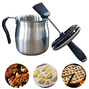 Sauce Pot and Basting Brush Pot Set Grill Gadgets for Men Grilling Smoking Meat Accessories Outdoor BBQ Gifts Kitchen Tools for Cooking Barbecue Pastry Baking Party Cakes Desserts
