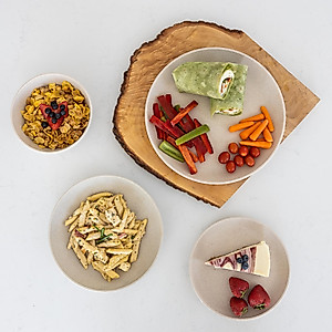 Grow Forward 16-piece Premium Wheat Straw Dinnerware Sets for 4 - Dinner Plates, Dessert Plates, Pasta Bowls, Cereal Bowls - Microwave Safe Plastic Plates and Bowls Sets, RV, Kitchen Dishes - Sahara