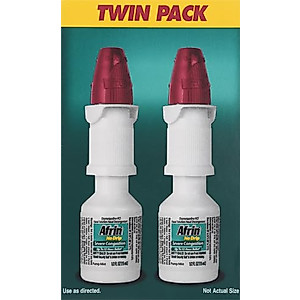 Afrin No Drip Severe Congestion Maximum Strength Nasal Spray - 12 Hour Nasal Spray Relief for Nose Congestion, Nasal Swelling, and Allergies - 2 x 0.5 Fl Oz Bottles - Pack of 1