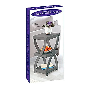 Etna Twist Side End Table Modern Accent Table Nightstand with Distressed Finish, Wood, 24" High - Gray