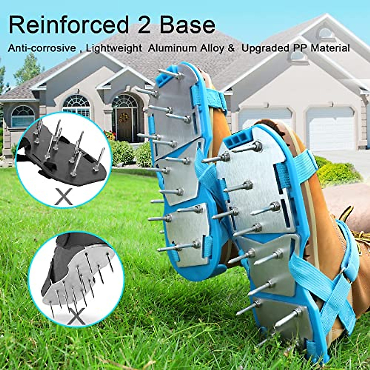 DenForste Lawn Aerator Shoes for Grass - Pre-Assembled Grass Aerator Shoes for Lawn - Soil Yard Aerator Tool for Aerating Patio Garden