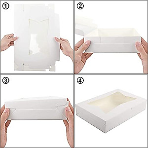 Moretoes 24pcs 12 Inch Cookie Boxes with Window 12x8x2.5Inches Bakery Boxes Pastry Boxes Treat Boxes for Desserts, Chocolate Strawberries, Pies, Donuts, Muffins, Boxes for Breakable Heart