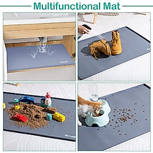 FORWOS Under Sink Mat, 34" x 22" Silicone Mats for Kitchen Waterproof, Under Sink Cabinet Organizers and Storage, Sink and Cabinet Protector, Under Sink Tray for Bathroom (Grey)