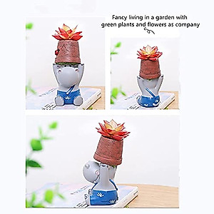 Flower Plant Pots Resin Flower Pot Succulent/Cactus Planters Pot Container Bonsai Planters Modern Decorative for All House Plants (Blue) Q