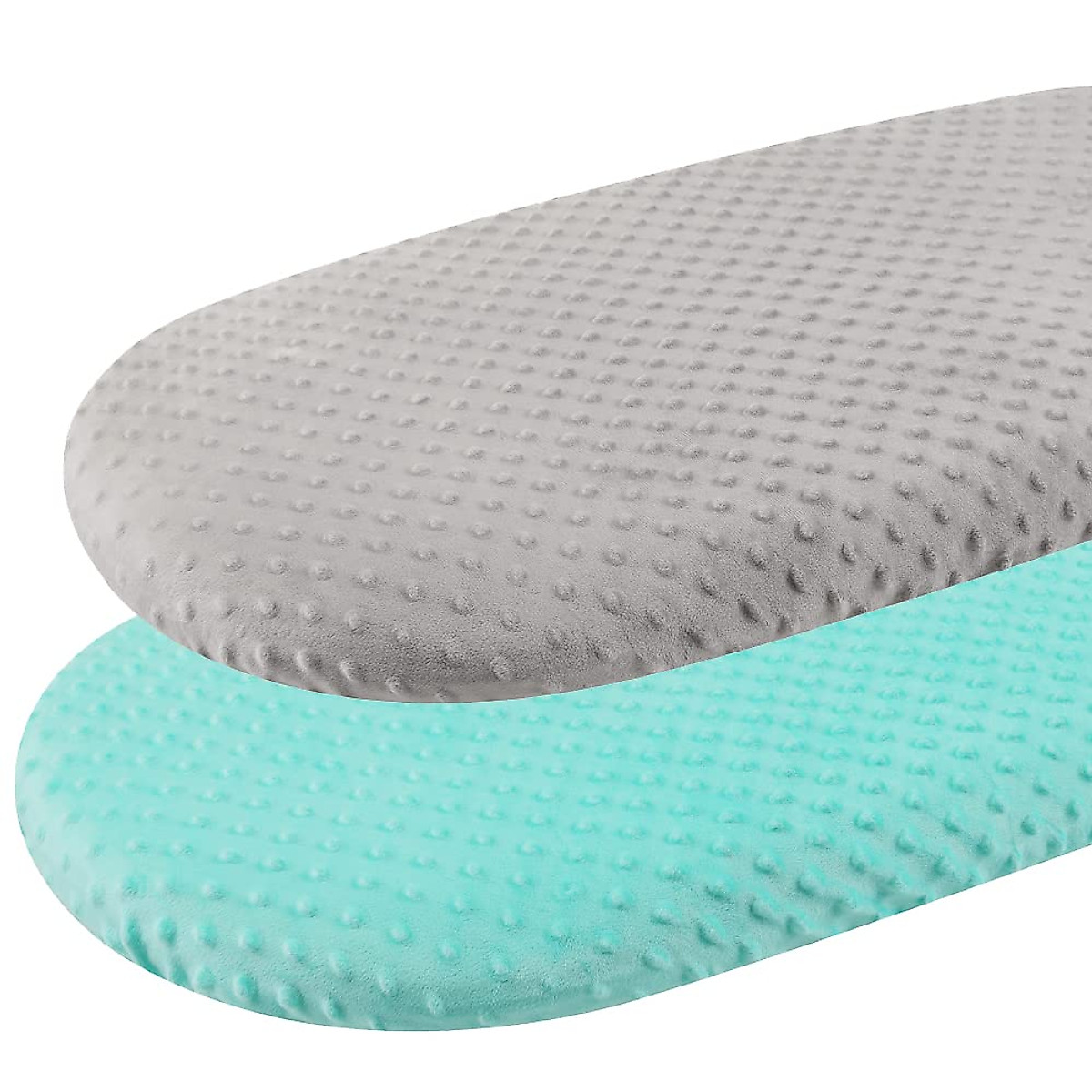 Minky Bassinet Sheet Set 2 Pack Stretch Fitted Cradle Sheets,Ultra Soft Thick Universal Fit Oval Rectangle Hourglass Pad/Mattress, for Baby Girls and Boys Grey Green