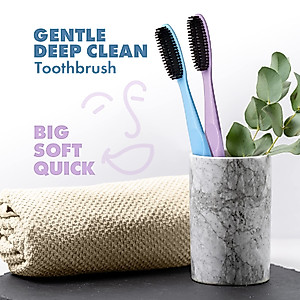 Red by Kiss Gentle Deep Clean Tooth Brush 2X Soft Micro Fiber Brush, Made in Korea 2 Pack (Charcoal)