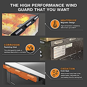 Upgraded Wind Guard for Blackstone Griddle 36",Blackstone Accessories Magnetic Stainless Steel,Grill Accessories Wind Screens Saving Propane,Protect Flame Hold Heat,Compatible with Rear Grease Cup