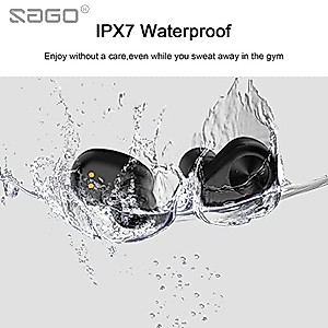 SZSAGO Bluetooth-Wireless-Earbuds W1S True Wireless Earphones with Digital LED Display Charging Case, IPX7 Waterproof, USB C Charging, Stereo Headphones in-Ear Headset,Built-in Mic(Black)