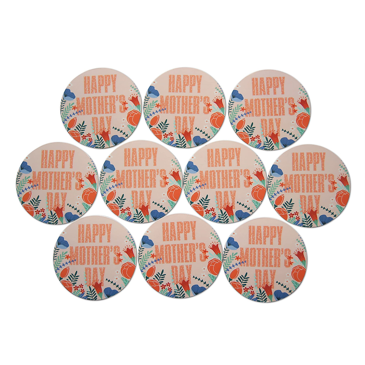 Novel Merk Mother’s Day Refrigerator Magnets, Small Circle Flowers in Bloom Design for Fridge, Gifts, Decor, & Party Favors (10 Pack)