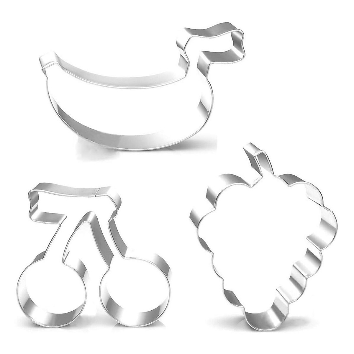 8 Pieces Fruit Sign - Pear, Apple, Strawberry, Cherry, Banana, Grape, Wine Bottle, Wine Glass Cookie Cutter Set - Stainless Steel