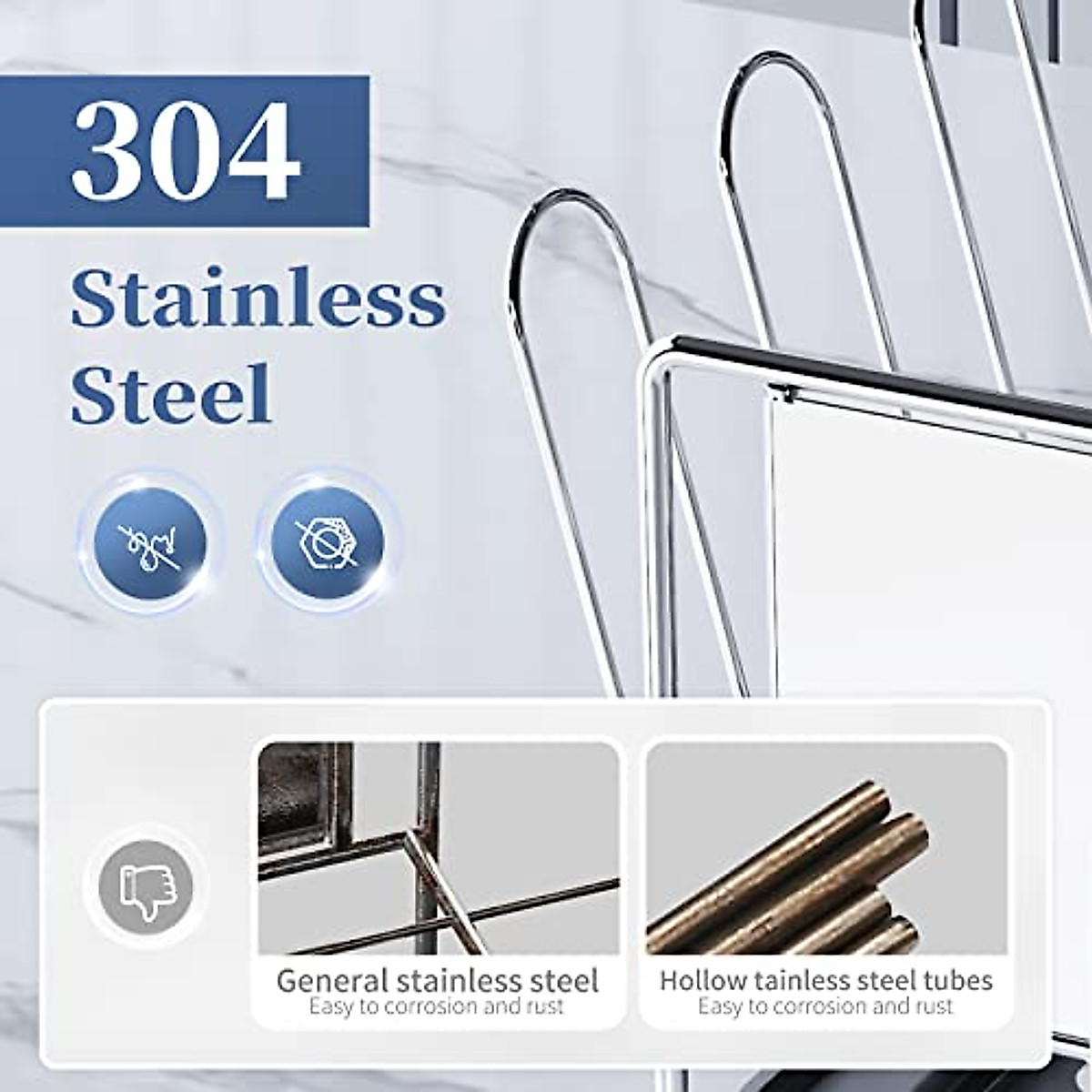 Kitsure Dish Drying Rack, Large Kitchen Dish Rack and Drainboard Set with Easy Installation, Durable Stainless Steel Dish Rack for Counter