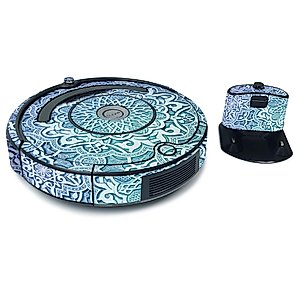 MightySkins Skin for iRobot Roomba 675 Max Coverage - Carved Blue | Protective, Durable, and Unique Vinyl Decal wrap Cover | Easy to Apply, Remove, and Change Styles | Made in The USA