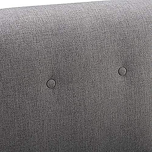Serta Copenhagen Accent Chair Button Tufted Backrest, Sinuous Spring Seat Cushion, Rubberwood Legs, Upholstery for Living Room, Bedroom and Small Spaces, Polyester Woven Fabric, Modern Gray