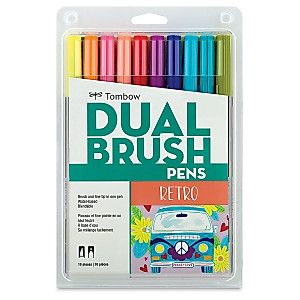 Tombow Pen Retro Dual Brush Markers, 10-Pack, 10 Piece