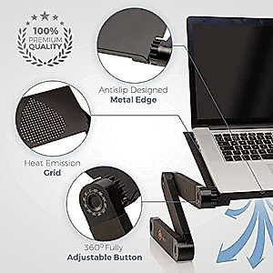 DZHJKIO Laptop Stand for Bed- Portable Laptop Table -Folding Laptop Table - Laptop Stand Adjustable Height with Phone Holder and Mouse Pad Ergonomic Laptop Desk for Couch Computer Riser by Erosso