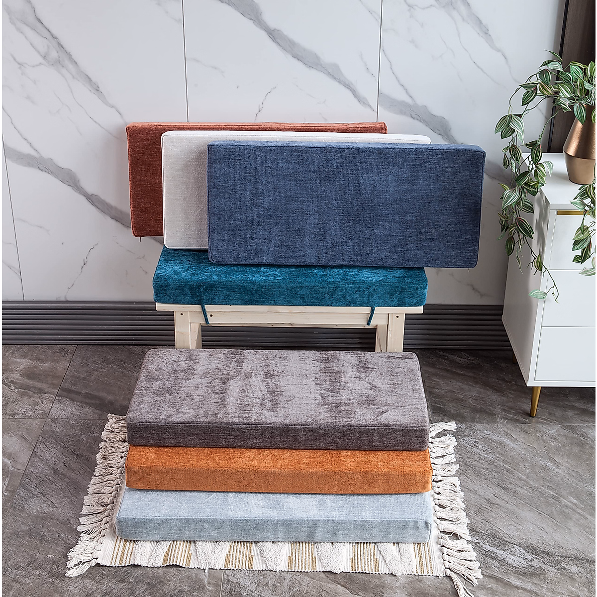 Loveboat Bench Cushion 40x18 Inch Soft Non-Slip Furniture Cushions for Bench Couch Swing Setee with Ties, Dark Grey