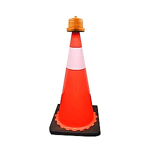 DE-Spark Luwint Handheld Emergency LED Solar Powered Strobe Warning Light, Road Construction Cone Traffic Light Flicker Beacon Lamp