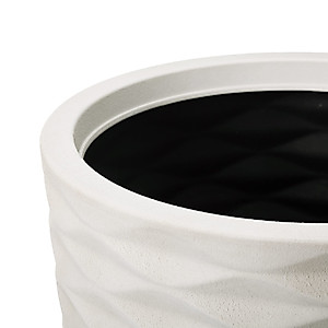 Glitzhome Outdoor Polyresin Planter Set of 2, Modern Decor Large Tall Gardening Containers Flower Pots, Sand Beige