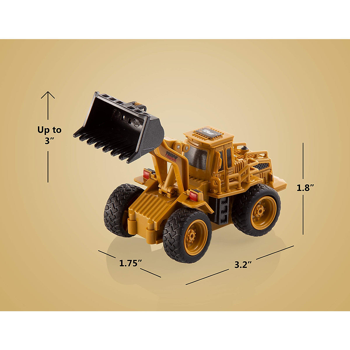 Top Race 4 Channel Mini Remote Control Front Loader Bulldozer 1:64 Scale, Mini Construction Toys Series (TR-013)