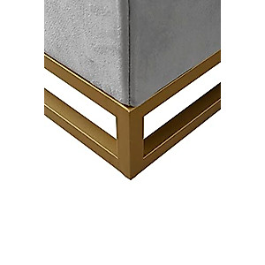 Chic Home Kadiri Storage Bench Velvet Upholstered Tufted Seat Gold Tone Metal Base with Discrete Interior Compartment Modern Contemporary, Grey