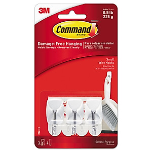 Command 17067Es Hooks W/ Adhesive Strips,Small Wire,Holds 1/2 Lb.,3/Pk,We
