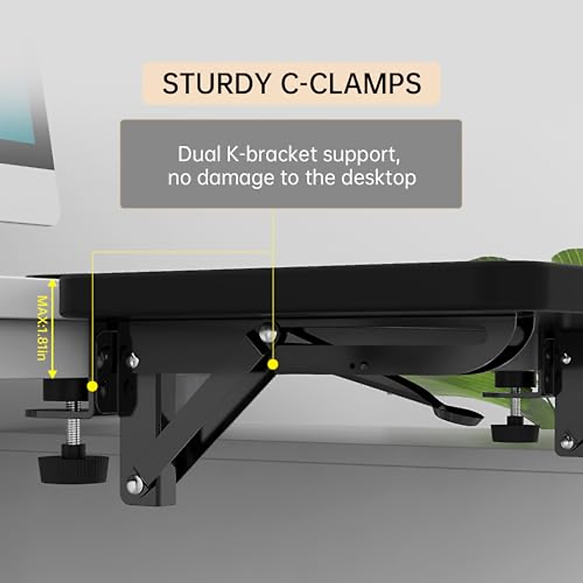 alfd suoke 29.5in x 9.4in Ergonomics Desk Extender, Arm Rest for Desk, Keyboard Extender for Computer Elbow Arm Support, Table Mount for Sit Stand Desks, Black