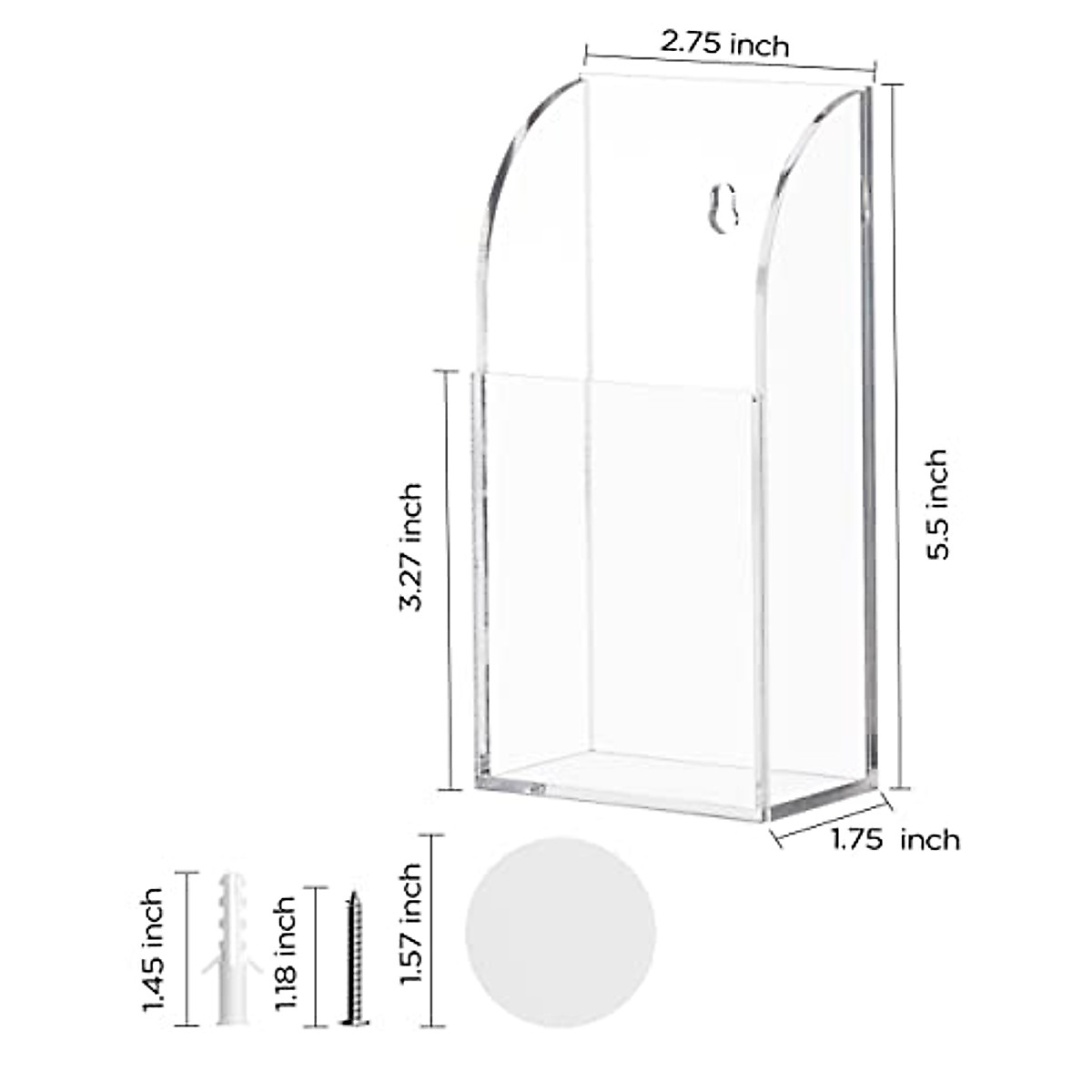 HBlife Acrylic Remote Holder Organizer, Clear TV Remote Control Holder Wall Mount Remote Caddy for Bedside, Media Organizer Storage Box 1 Compartment