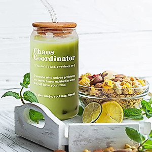 Thank You Gifts for Women, Boss, Manager, Nurse, Her, Mom - Chaos Coordinator - Coworker Birthday Gifts, Boss Lady Gifts for - Teacher Office Can Glass