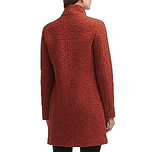 Kenneth Cole Women's Wool Blend Boucle Coat, Peacoat Paprika, Medium
