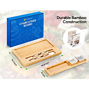 Charcuterie Boards, Thereye Cheese Board with Knife Set, Bamboo Charcuterie Board Set, Gifts for Women, Wedding Gifts, House Warming Gifts, Bridal Shower Gift