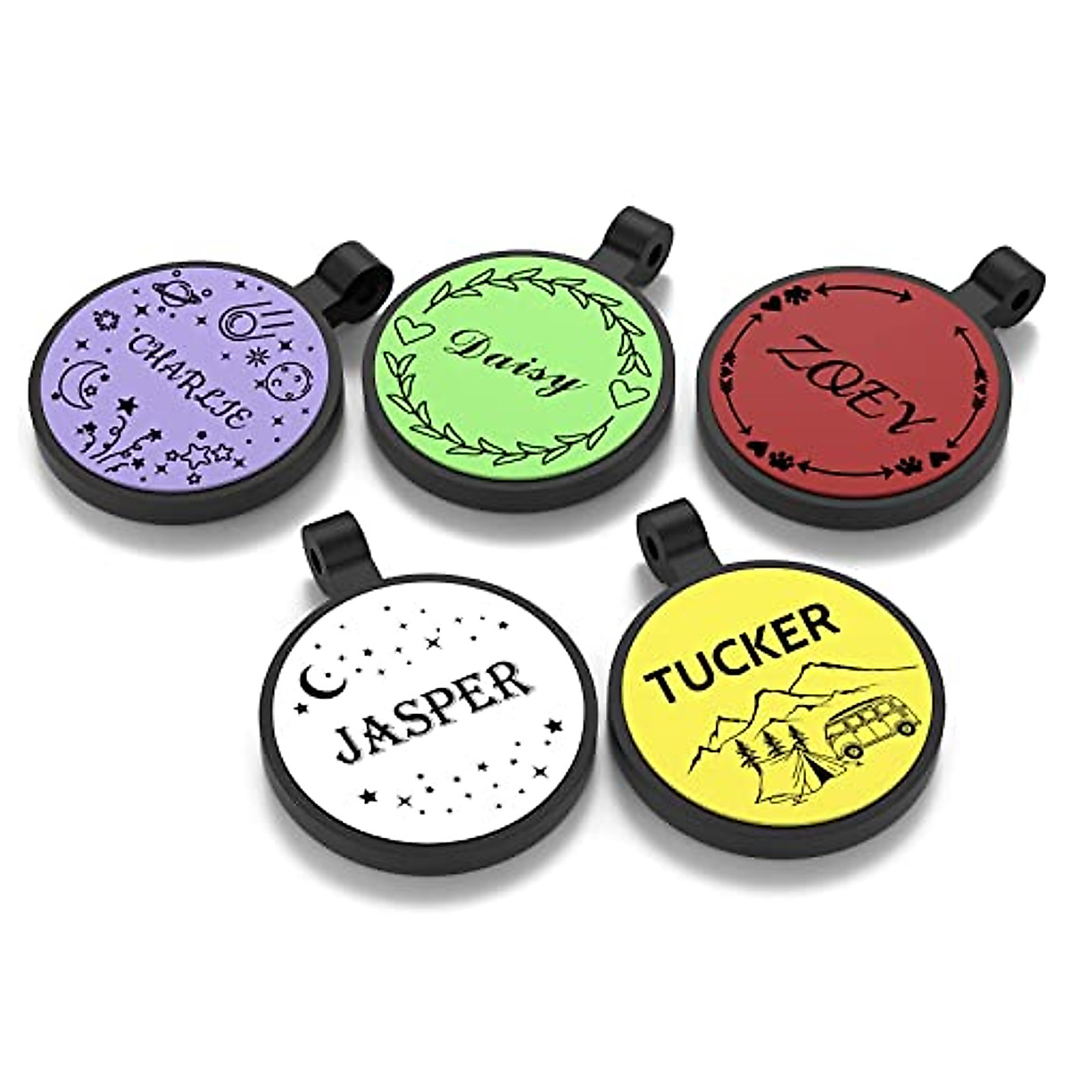 YEHANTI Silicone Dog Tags Engraved for Pets, Silent Dog Tag, Lightweight and Waterproof, Personalized Dog Tags and Cat Tags, Custom Pet ID Tags for Puppy Kitten with Mix Pattern Designs, Round