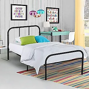 Voilamart Twin Bed with Storage with Headboard and Footboard, Black Metal Platform bed frame No Box Spring Needed,Twin bed frame for Kids