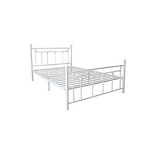 Anwickmak Twin Size Metal Bed Frame with Headboard and Footboard/No Box Spring Needed Mattress Foundation (White)