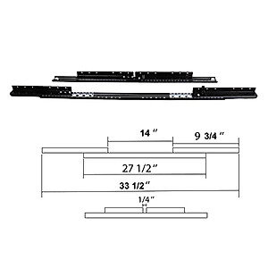 ECLV 33 1/2'' Table Leaf Sliding Brackets Dining Table Extender Brackets Coffee Table Slides,Computer Desk Extender,Black