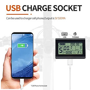 Ebike LCD Display Meter KT-LCD3 24V 36V 48V 52V Electric Bike Conversion Kit Display for KT Controller(LCD3 SM Plug with USB)