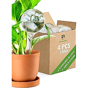 Plant Watering Globes Large Plastic XL Set of 4 - Automatic Plant Waterer Set for Indoor and Outdoor Plant Watering - Self Watering Planter Insert System with Plastic Watering Bulbs (4, Large )