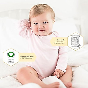 Burt's Bees Baby Organic Cotton Short & Long Sleeve Bodysuits for Infants in Dusty Dandelions, 18 Months