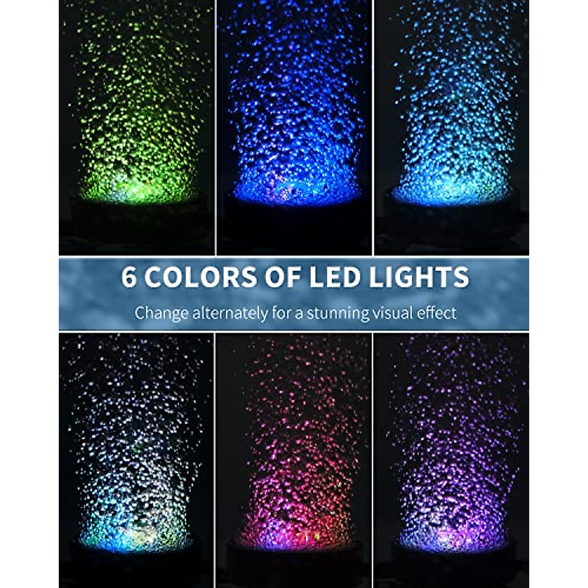 Uniclife Aquarium Volcano Ornament Kit Realistic Resin Volcanic Decoration with Air Stone Bubbler Colorful LED Light Decor for Fish Tank Landscape Addition and Oxygenation