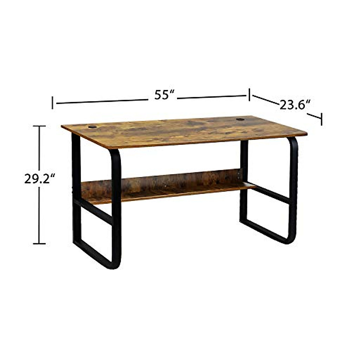 Jerry & Maggie - Computer Desk Home Office Desk Personal Work Station Desktop Cable Accessory Book Shelf Design Reading Writing Studying 55'' - Rustic Wood Tone